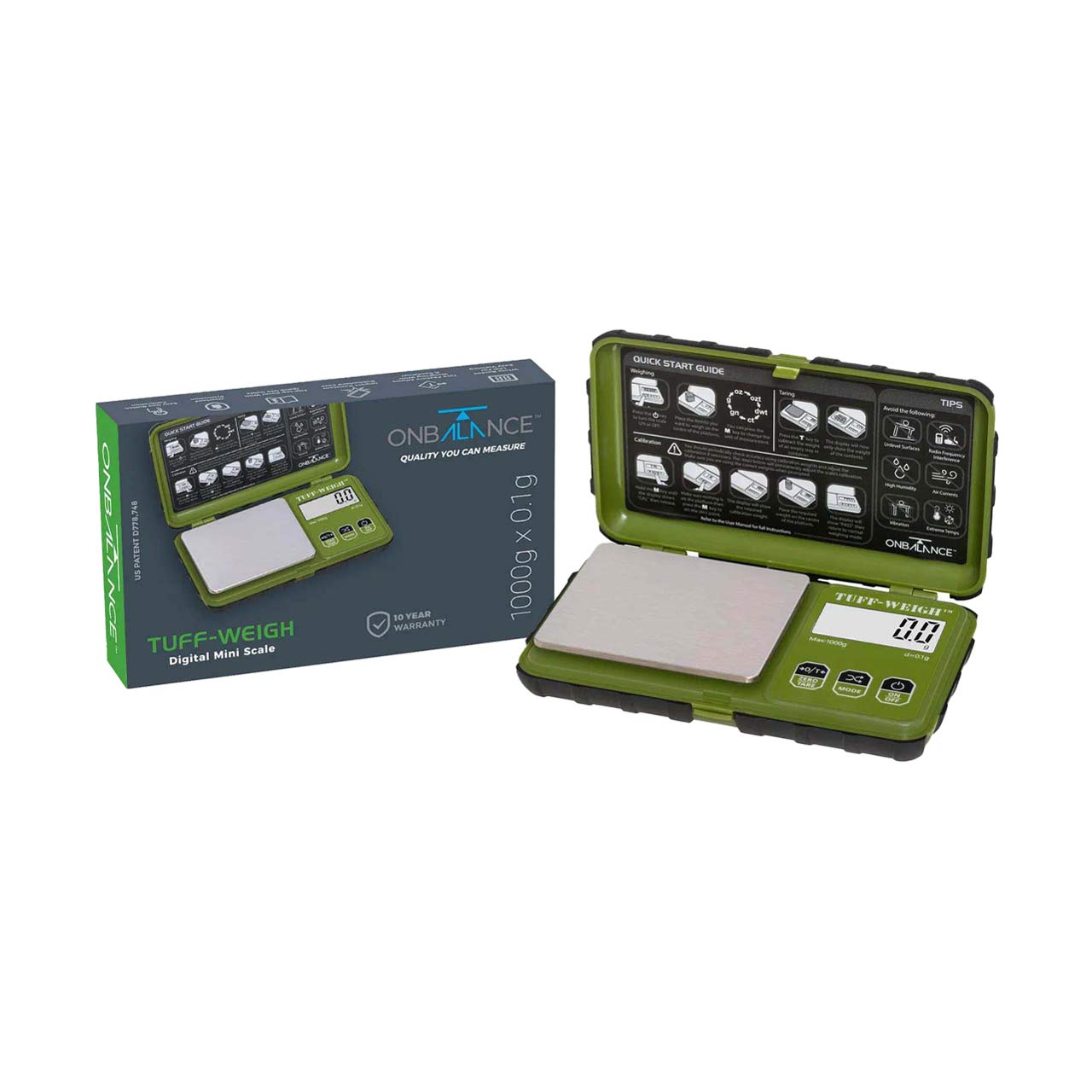 On Balance TUF-1000 Tuff-Weigh Digital Mini Scale – 1000g × 0.1g