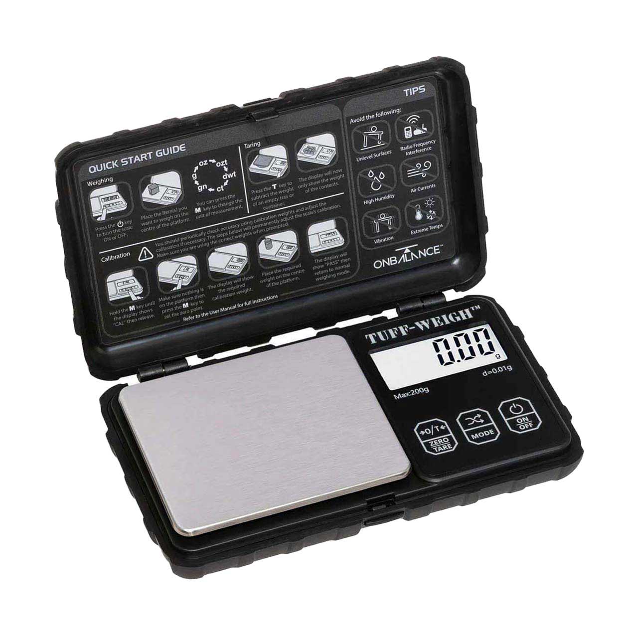 On Balance TUF-200 Tuff-Weigh Digital Mini Scale – 200g × 0.01g